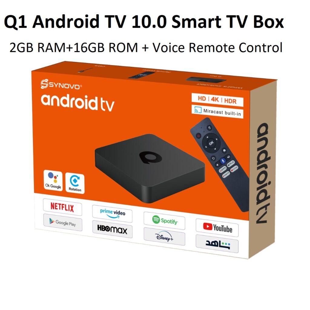 Q1 Android TV 10.0 Smart TV Box 2GB RAM+16GB ROM UHD 4K H313 Quad-core H.265 2.4G&5G WiFi 100M ...